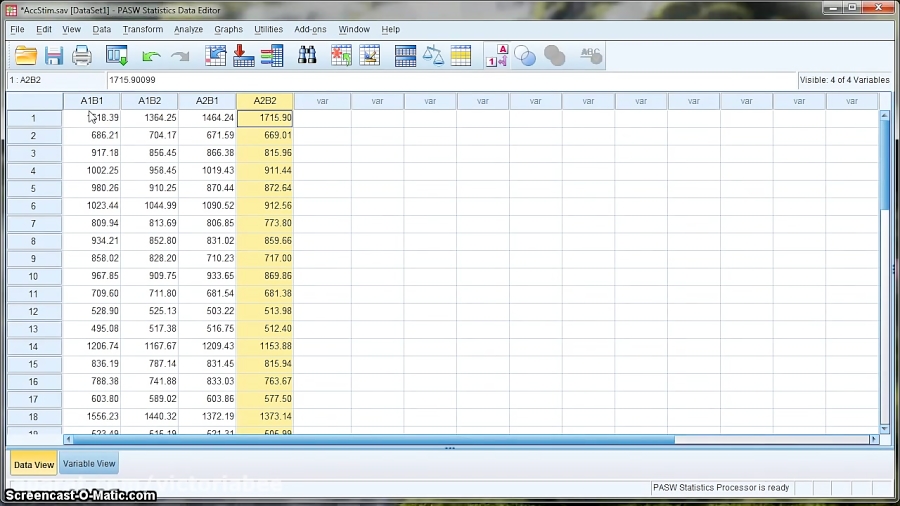 Two way Repeated measures ANOVA In SPSS