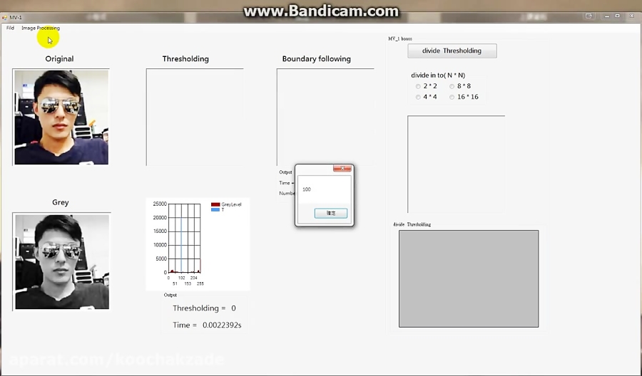 Image preprocessing(Thresholding, Boundary following) in C#