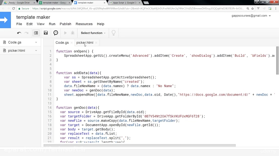 آموزش کار با Google Script, drive, sheets, docs