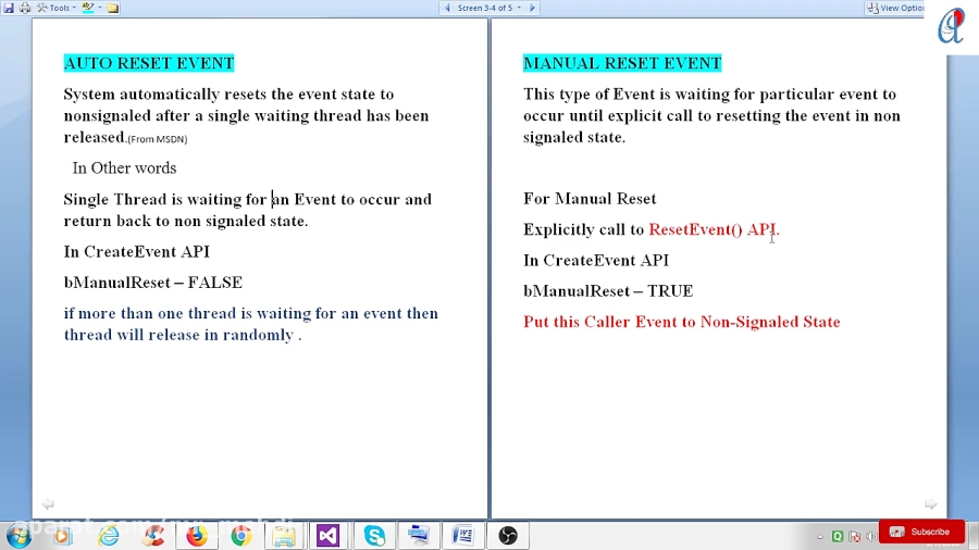 23.Auto Reset Manual Reset Event - Windows System Programming in C/C