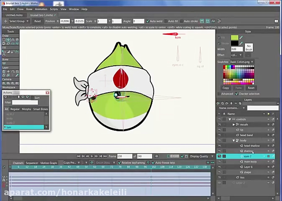 Character turn rig in Moho 12