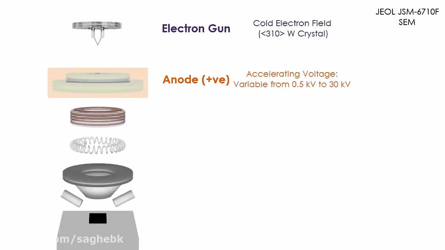 Scanning Electron Microscopy (SEM): animation of 3 types of imaging