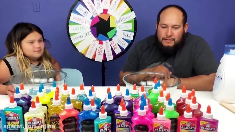 3 COLORS OF GLUE SLIME CHALLENGE CHALLENGE MYSTERY WHEEL OF SLIME ...