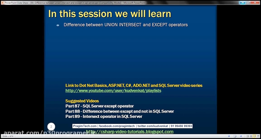 جلسه 90 Difference between union intersect and except i