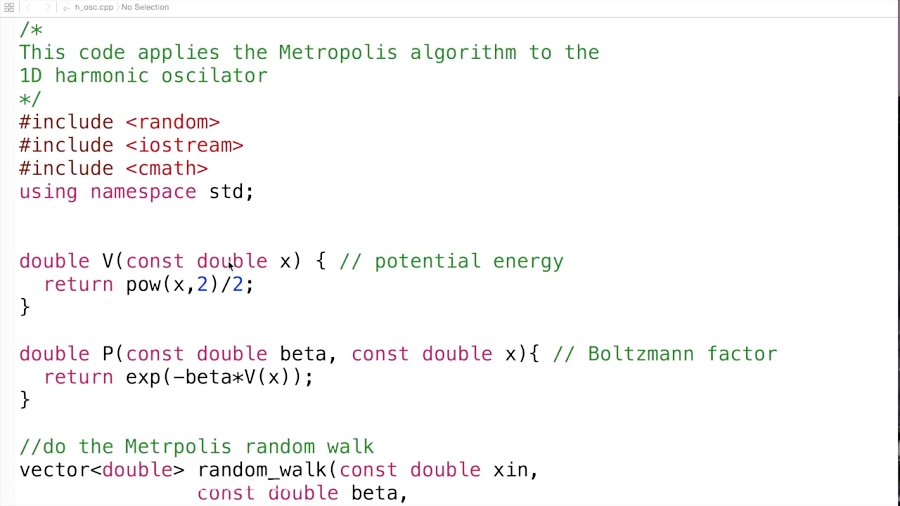 Metropolis algorithm and the 1D oscillator-C
