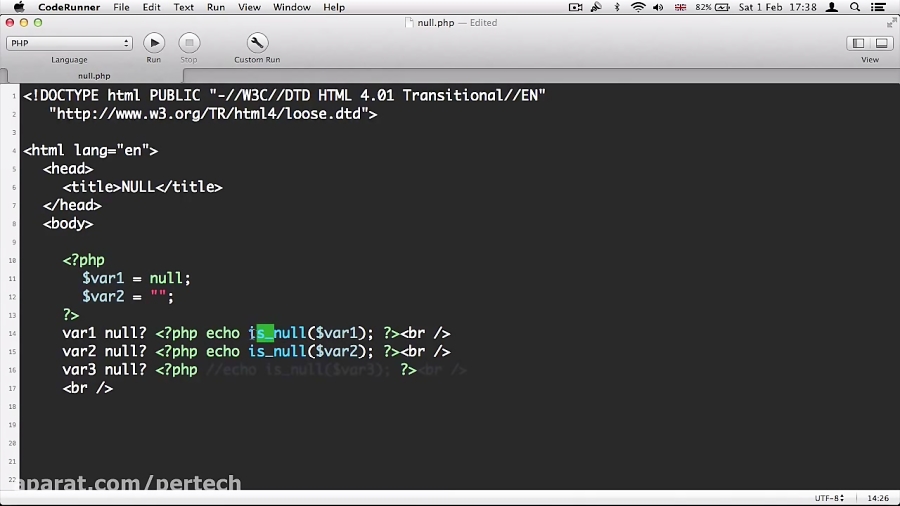 ۲۳- عملکرد NULL در پی اچ پی PHP