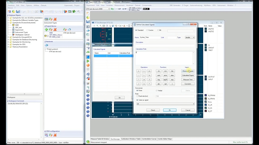 INCA V7: How to add the system time as measurement signal to the experiment