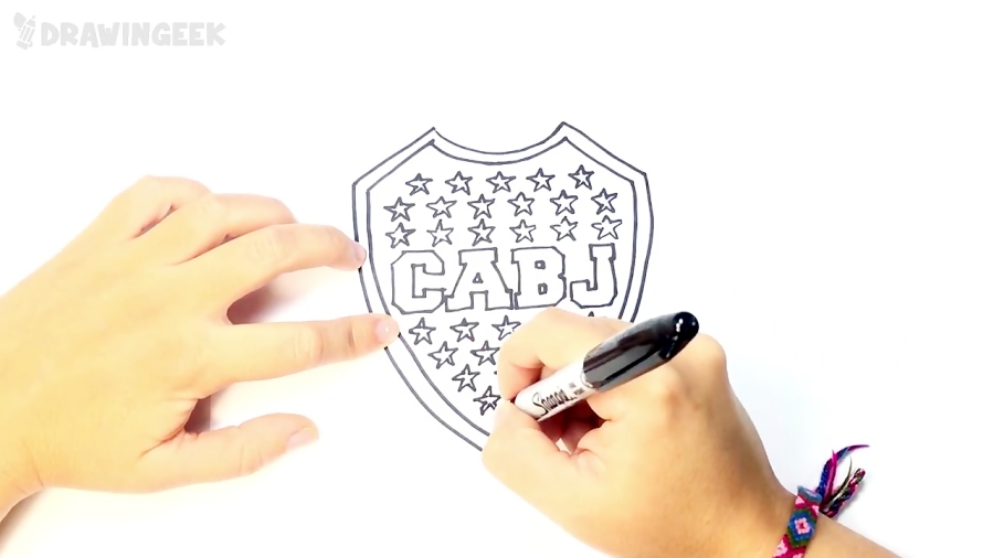 How to draw a Boca Juniors Shield Logo Step by Step