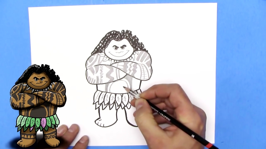 How To Draw Maui from Moana - EASY - Step By Step