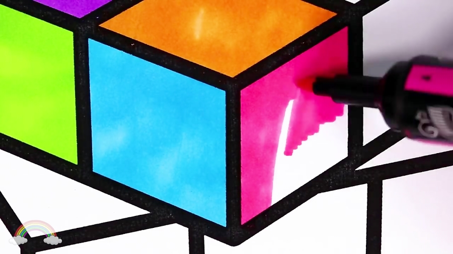 Rubik's Cube Drawing and Coloring with Colored Markers - Art Colours ...