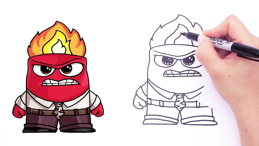 How to Draw Anger from Inside Out Cute Step by step