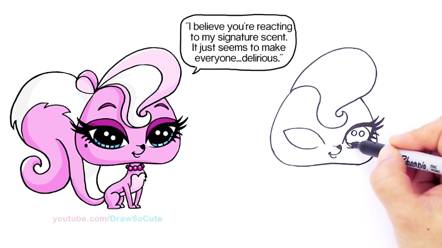 How to Draw LPS Mitzi step by step Easy - Littlest Pet Shop Skunk