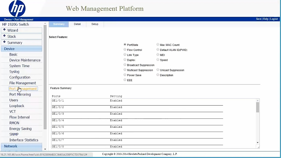 HP web-managed switch 1920G (CZ)