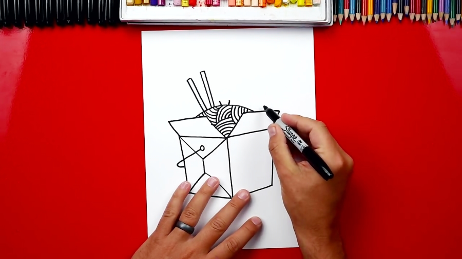 How To Draw A Takeout Box