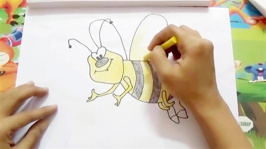 How to draw a bee for kids , step by step , easy | D4K