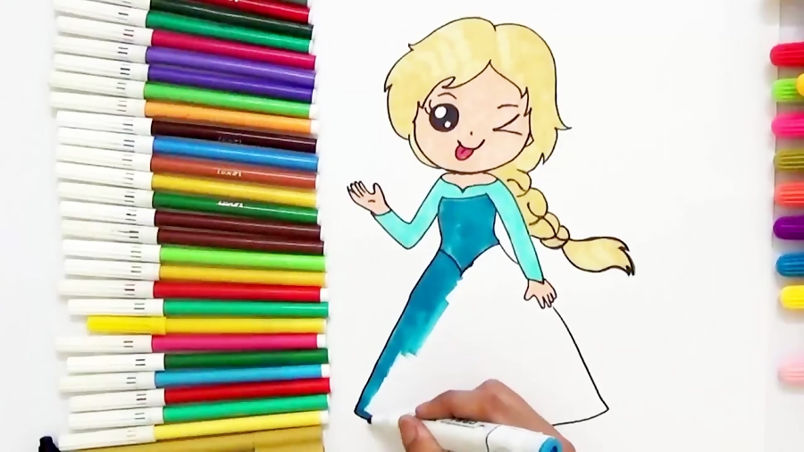 How to Draw Cute Chibi Elsa from Frozen for Kids | D4K