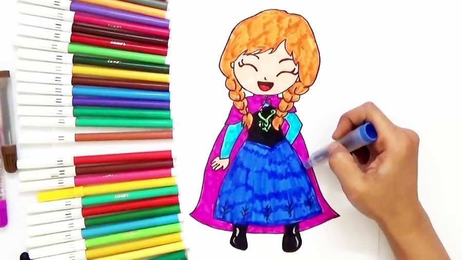 How to draw Cute Chibi Anna from Frozen for Kids | D4K