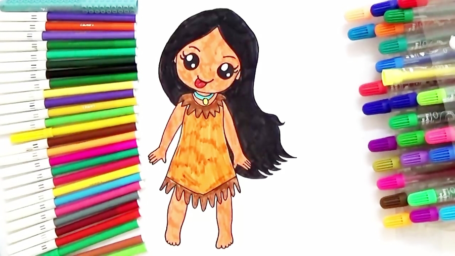 How to draw Cute Chibi Pocahontas from Disney | D4K