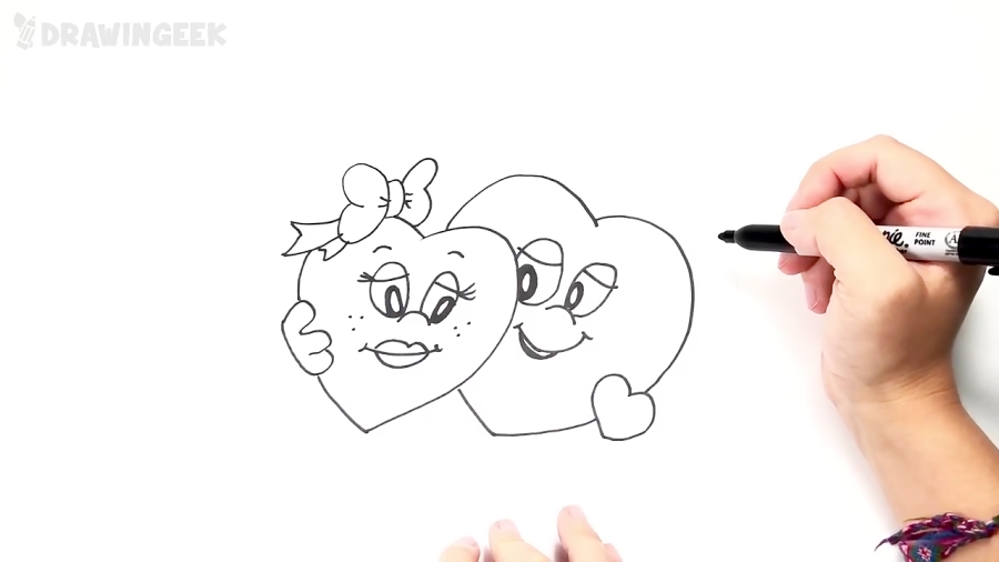 How to draw a Hearts in Love Step by Step | Love Easy drawings
