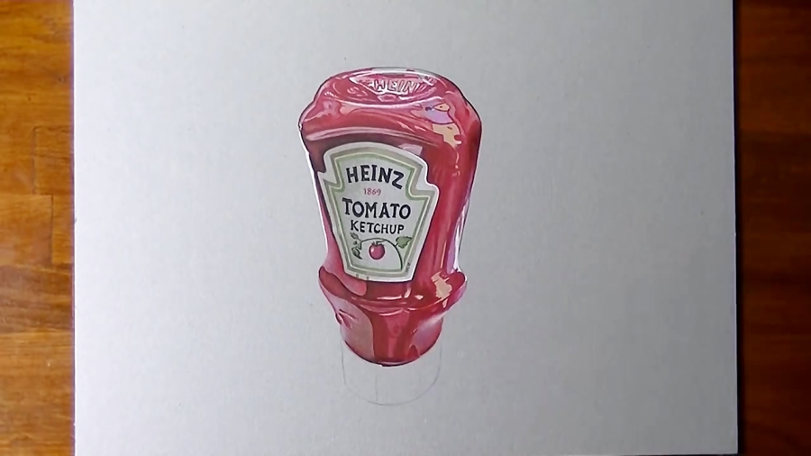 How to draw a Heinz tomato ketchup bottle