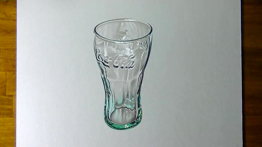 Drawing Time Lapse: Coca Cola Green Glass - hyperrealistic art