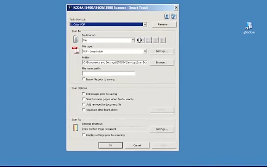 Kodak Smart Touch Application - Scan to Google Docs