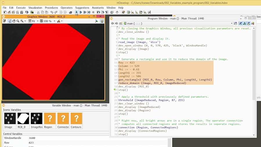 HDevelop Tutorial 02: Variables – MVTec HALCON