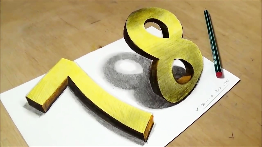 Happy New Year - How to Draw Number 7 8 - 3D Trick Art with Vamos