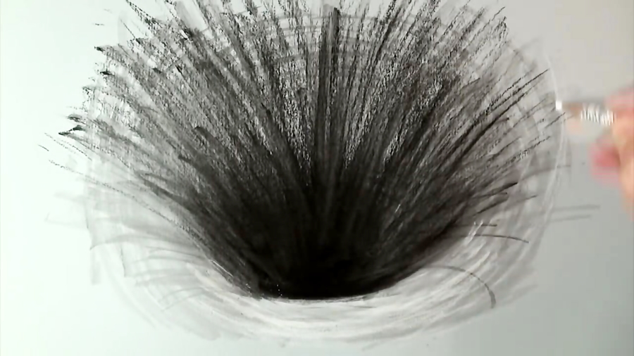 Drawing Round Hole Illusion - With Charcoal Pencil - Vamos