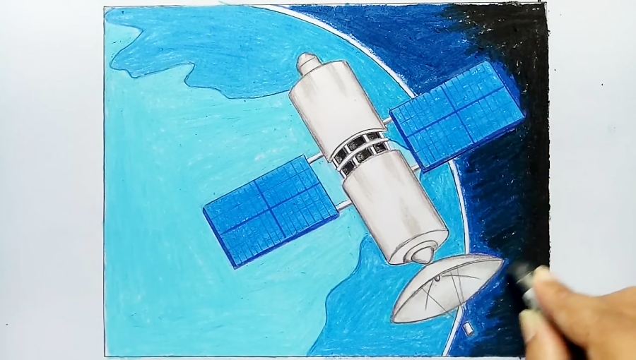 How to draw satellite step by step
