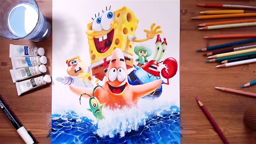SpongeBob : Sponge Out of Water - Speed drawing | drawholic