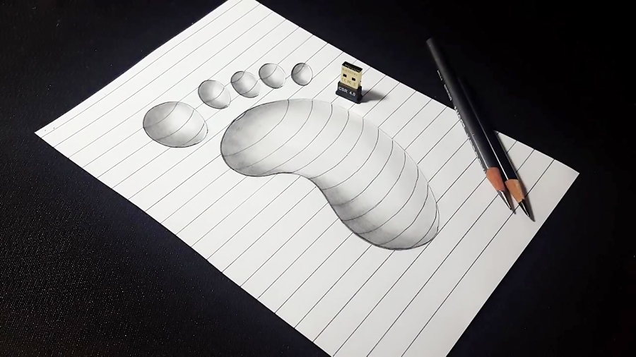 Easy Drawing! How to Draw 3D Paw Print with Lines - Trick Art for Kids