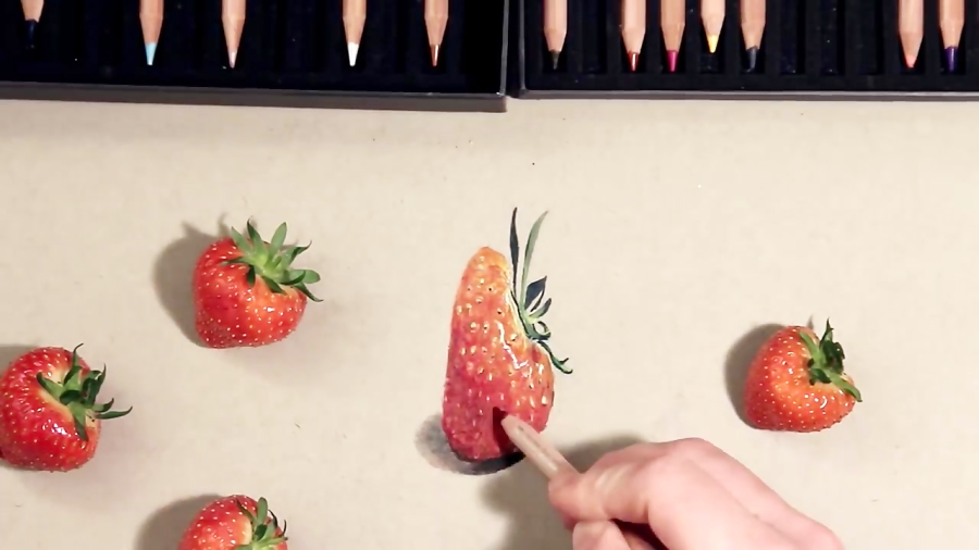 Cool Strawberry Anamorphic 3D Illusion Trick Art! How to Drawing Tutorial