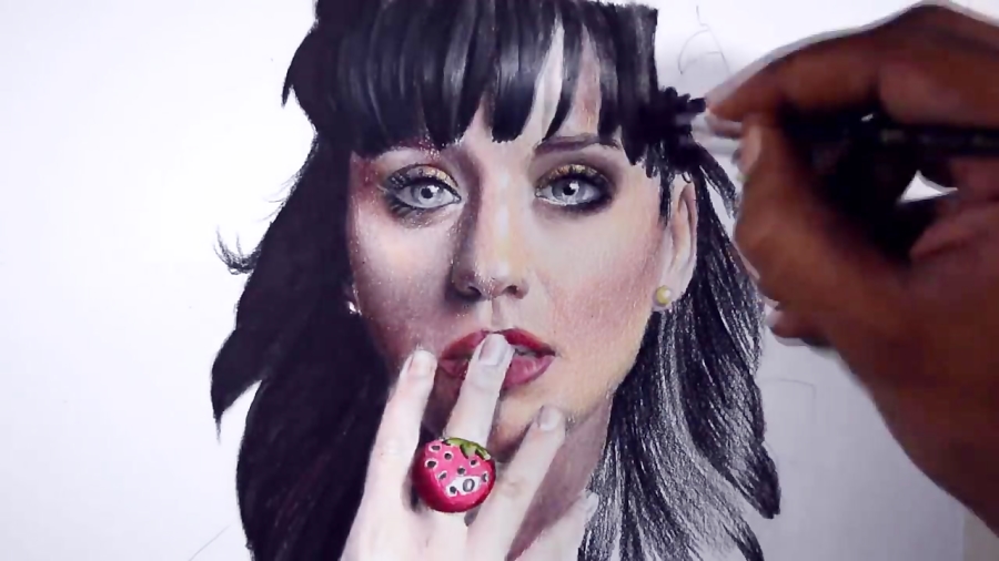 Drawing katy perry -- colored pencils