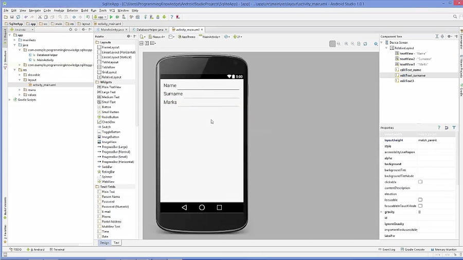 Android Sqlite Database Tutorial 3 Insert Values To Sqlite Database 5054