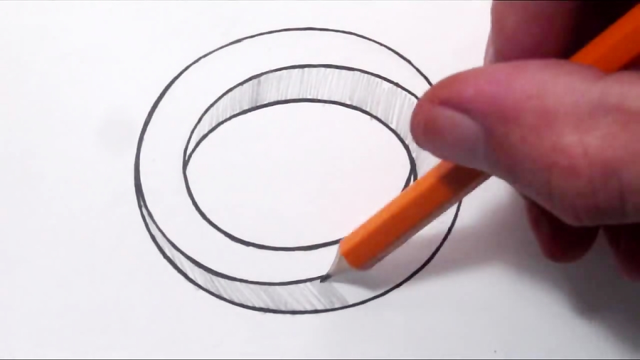 How To Draw a Three Dimensional Oval - Optical Illusion