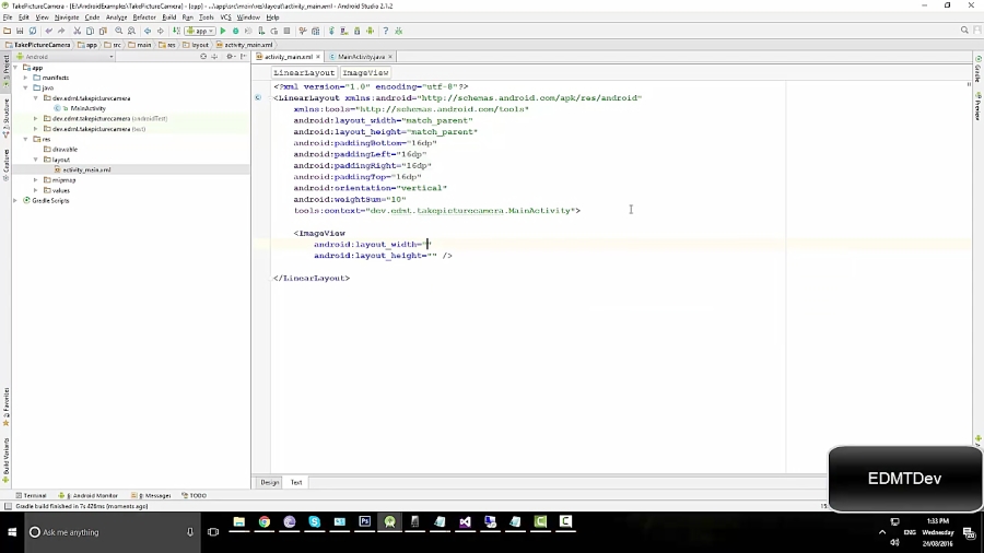Android Studio Tutorial - Take picture with Camera
