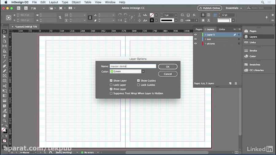 آموزش ﻿InDesign CC - لایه ها و صفحات اصلی