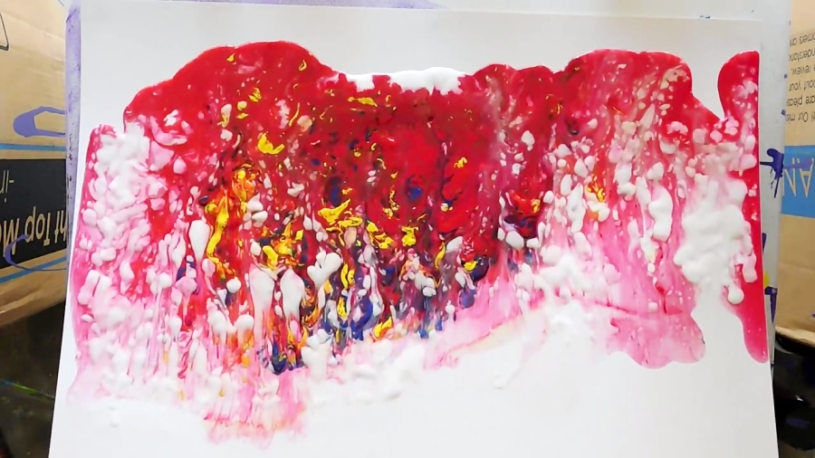 Abstract Painting Experiment Demonstration with Acrylic and Tempera Paint
