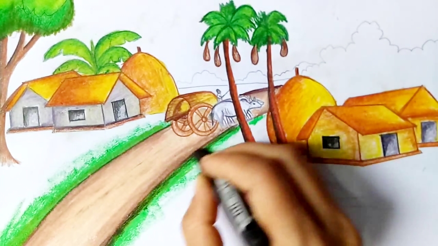 How to draw scenery.Step by step(easy draw)