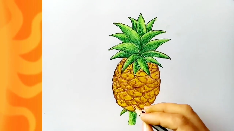 How to draw pineapple.Step by step(easy draw)