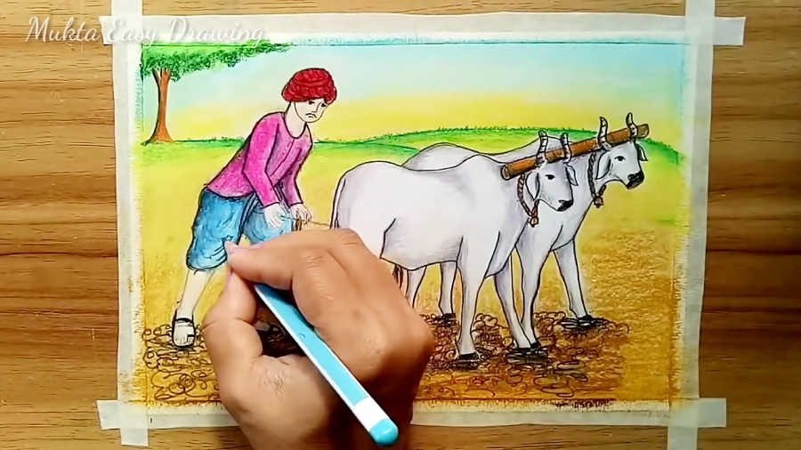 How to draw Cultivation scenery.Step by step(easy draw)