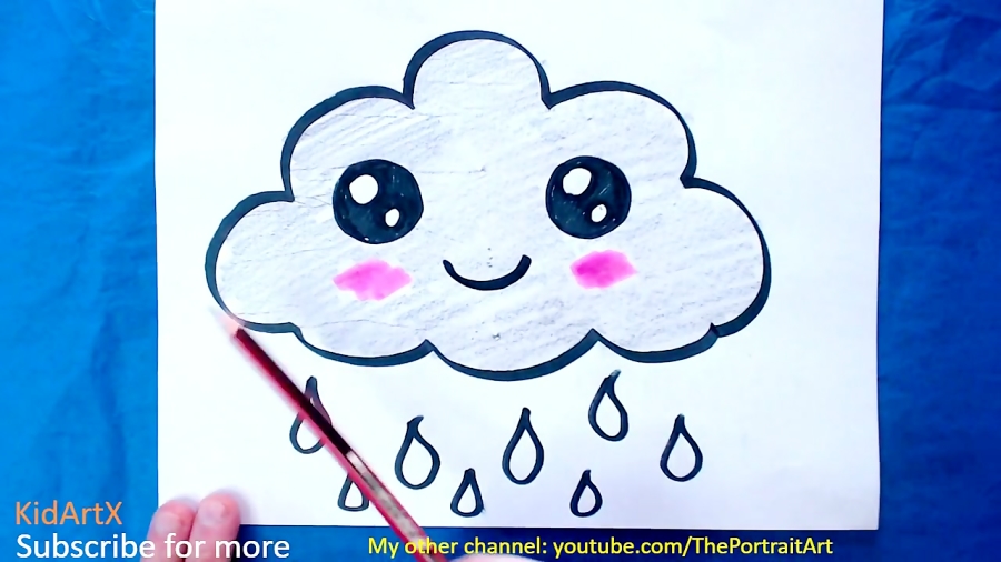 How to Draw Simple Cloud Rain - Step by Step Tutorial For Kids