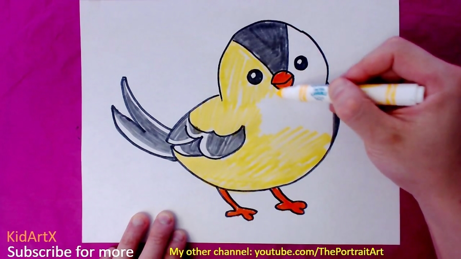 How to Draw Cute Yellow Bird - Step by Step Tutorial For Kids