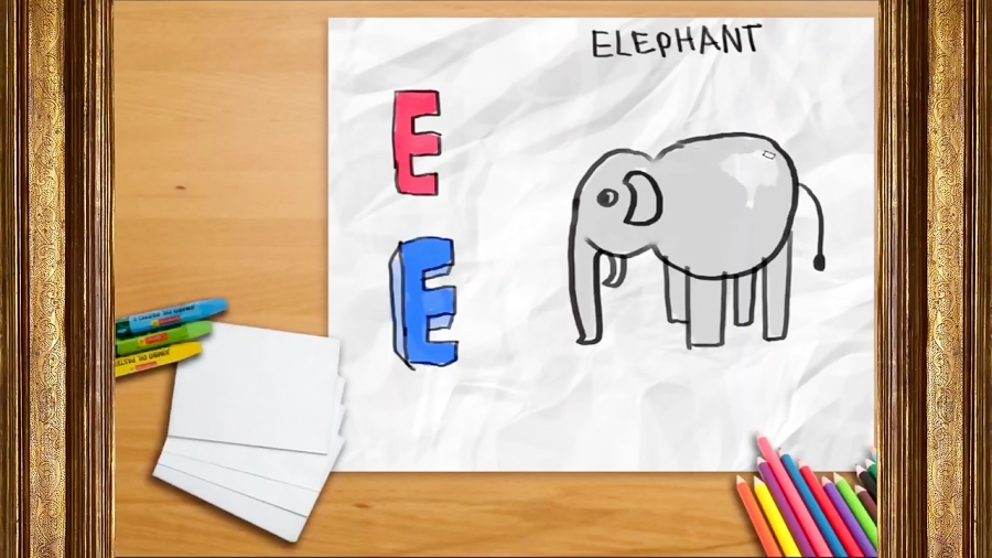 Learning and drawing alphabets for kids | E for Elephant | How To Draw abc