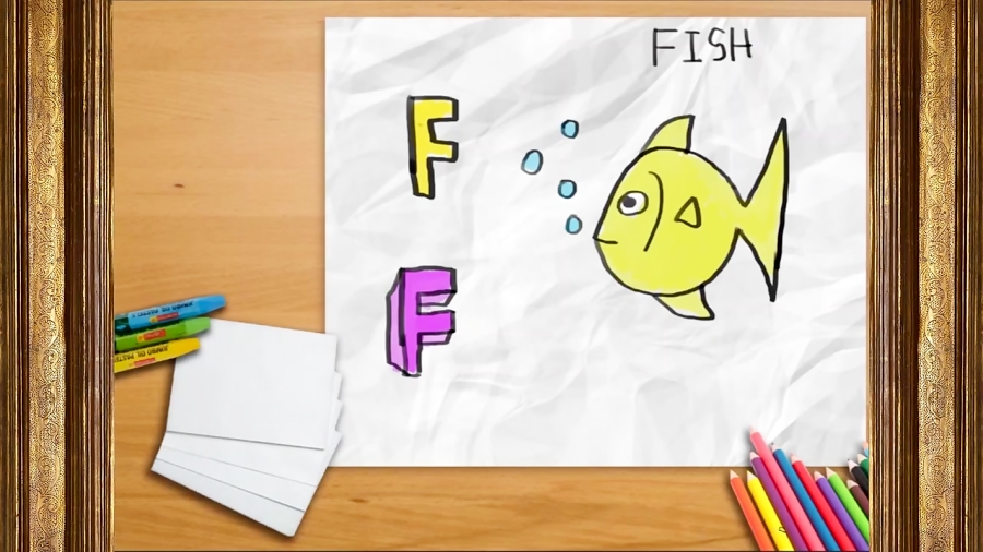 Learning and drawing alphabets for kids | F for FISH | How To Draw abc ...