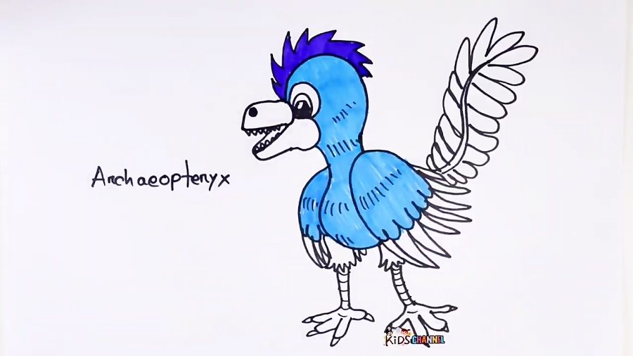 How To Draw Archaeopteryx Dinosaur Step by Step | Learn Colors For Kids