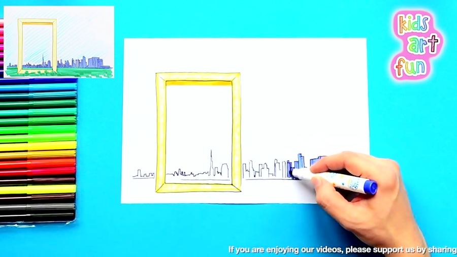 How to draw Dubai Frame, United Arab Emirates