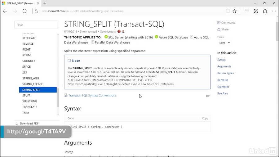 کورس ﻿SQL Server 2016 - STRING_SPLIT
