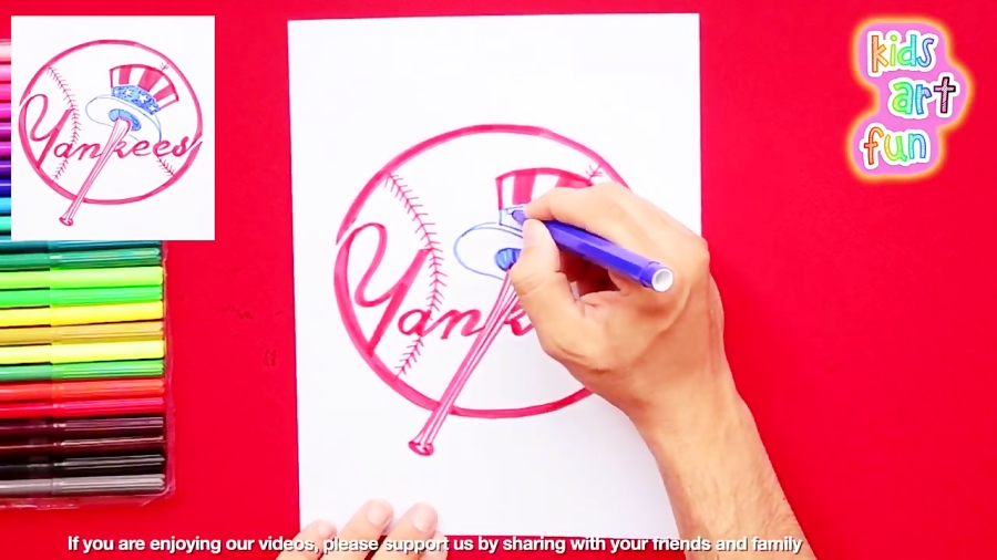 How to draw and color New York Yankees Logo - MLB Team Series
